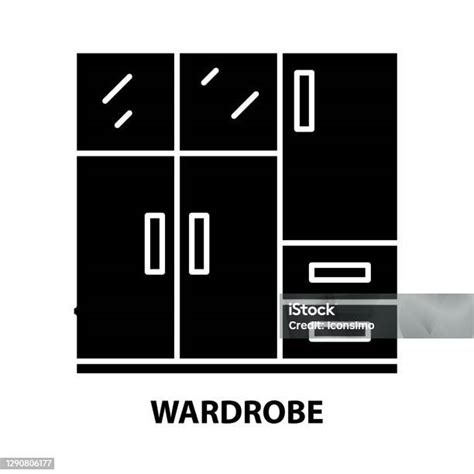 옷장 아이콘 편집 가능한 스트로크가있는 검은 색 벡터 기호 컨셉 일러스트 0명에 대한 스톡 벡터 아트 및 기타 이미지 0명 3차원 형태 가구 Istock