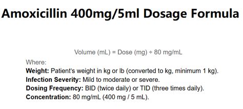 Amoxicillin 400 Mg 5 Ml Suspension Dosage Calculator