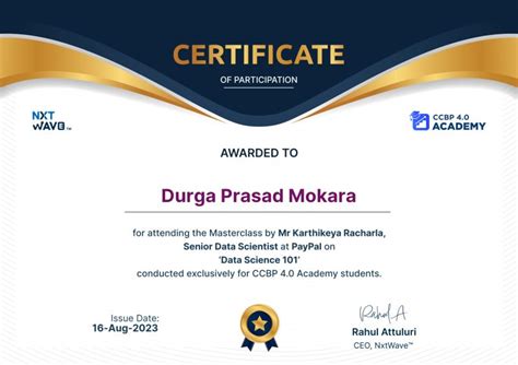 Durga Prasad Mokara On Linkedin Ccbp Nxtwave Dsa Paypal Datascience