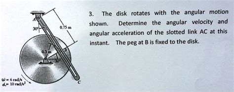 solved the disk rotates with the angular motion shown determine the