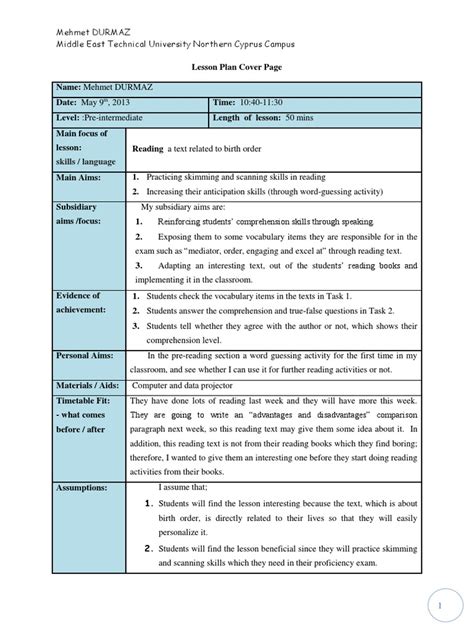 Reading Lesson Plan Pdf Reading Comprehension Speed Reading