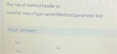 the rule of method header is modifier returntype