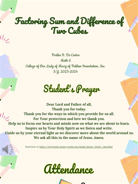 Math 8 Q1 L3 3 Factoring Sum And Difference Of Two Cubes Pdf Factorization Length