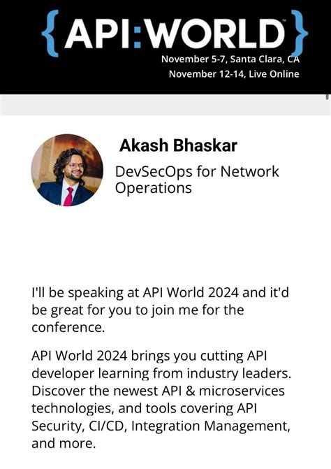 akash bhaskar on linkedin apiworld santaclara techconference