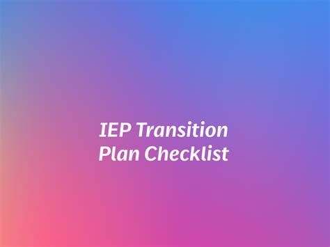 Iep Transition Plan Checklist Autism Speaks