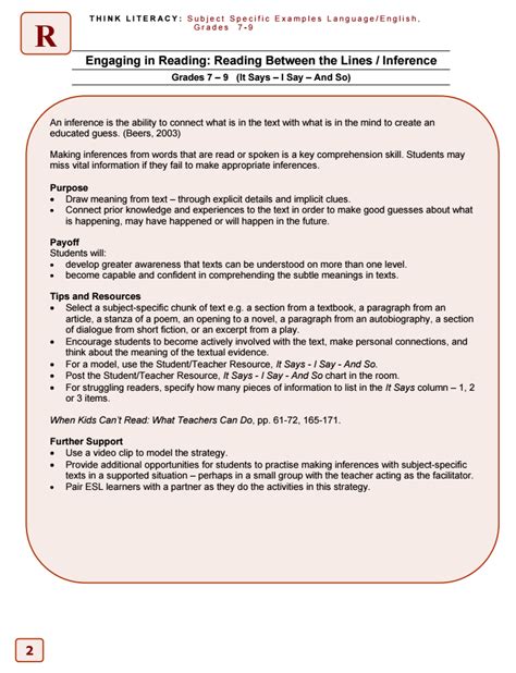 Reading Between The Lines Unit Plan For 7th 9th Grade Lesson Planet