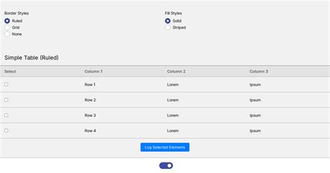 Table Styles Codesandbox