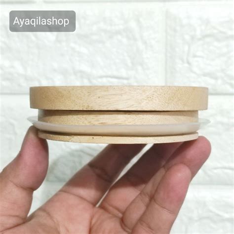 Jual Toples Kaca Tutup Kayu Toples Kedap Udara Toples Kue Kering Permen Gula Kopi Teh