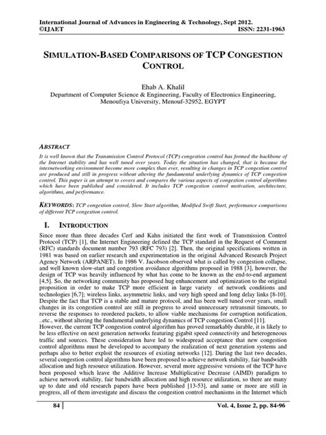 Simulation Based Comparisons Of Tcp Cong Descargar Gratis Pdf