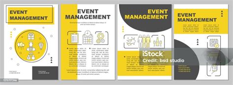 이벤트 관리 브로셔 템플릿 레이아웃입니다 기업 파티 계획 전단지 소책자 선형 그림이있는 전단지 인쇄 디자인 잡지 연례 보고서 광고 포스터에 대한 벡터 레이아웃 0명에 대한