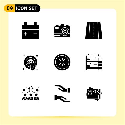 Set Of 9 Modern Ui Icons Symbols Signs For Loading Connection Way Communication Gdpr Editable