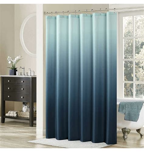 D Ds Curtain 옴브레 블루 패브릭 프린트 방수 폴리에스터 샤워 커튼 욕실용 스몰 너비 1372c 티몬