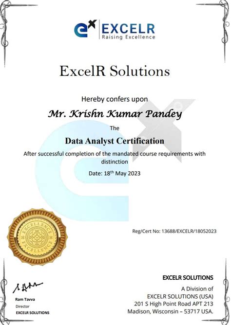 krishn kumar pandey on linkedin i am happy to share my data analyst certificate from excelr