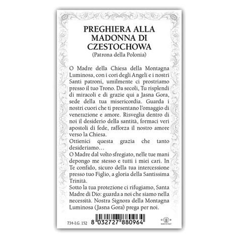 Holy Card Our Lady Of Czestochowa Prayer Ita 10x5 Cm Online Sales On Uk