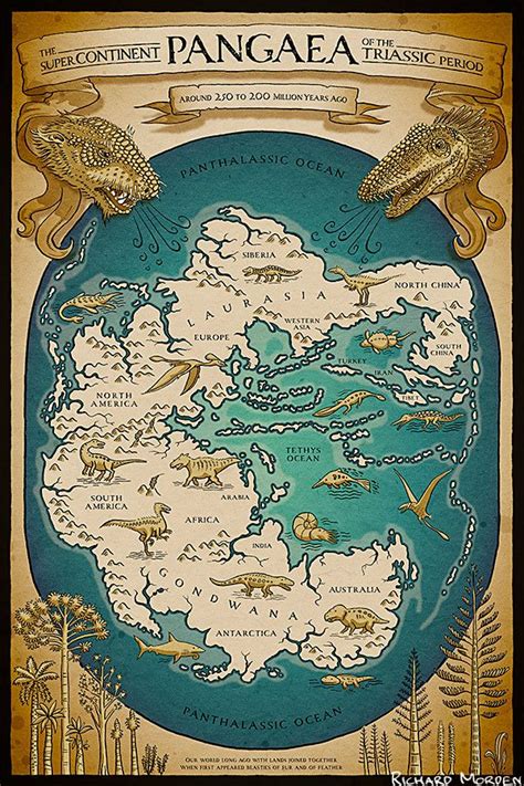 Map Of The Supercontinent Pangaea Poster For Sale By Richard Morden