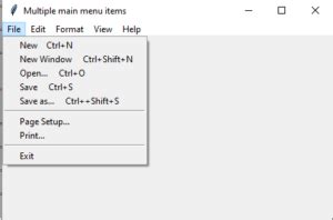 Python Tkinter Menu