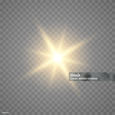 다양한 빛나는 별의 컬렉션 태양 광선에서 눈부심의 세트 빛이 번쩍입니다 빛 불꽃 광채 빛의 효과 투명한 배경에 벡터 일러스트레이션 크리스마스 조명에 대한 스톡 벡터 아트 및