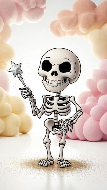 Cute Cartoon Skeleton Clipart Premium Ai Generated Image