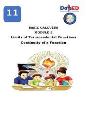 BASICCAL MODULE Pdf BASIC CALCULUS MODULE Limits Of Transcendental Functions