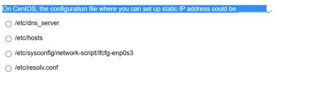 Solved On CentOS The Configuration File Where You Can Set Chegg Com