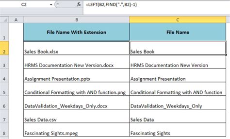Excel Formula Remove File Extension From Filename