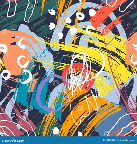 Abstract Geometric Pattern With Wavy Lines Doodle Backgrounded Seamless Vector Background