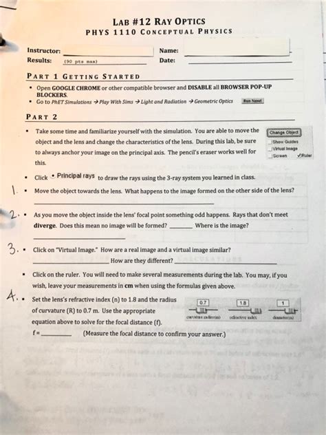 LAB RAY OPTICS PHYS CONCEPTUAL PHYSICS Chegg Com