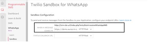 Inbound Webhook Settings Twilio Whatsapp Extension