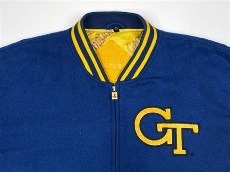 Vintage Georgia Tech Varsity Jacket 90s Ncaa Leather Gem