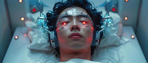 Premium Photo Patient With Braincomputer Interface Headset In Study Using Neural Implants For