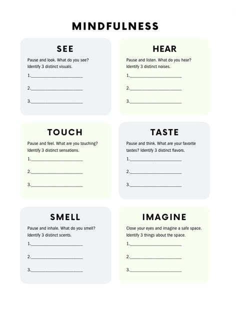 Printable Core Mindfulness Worksheets For Teens