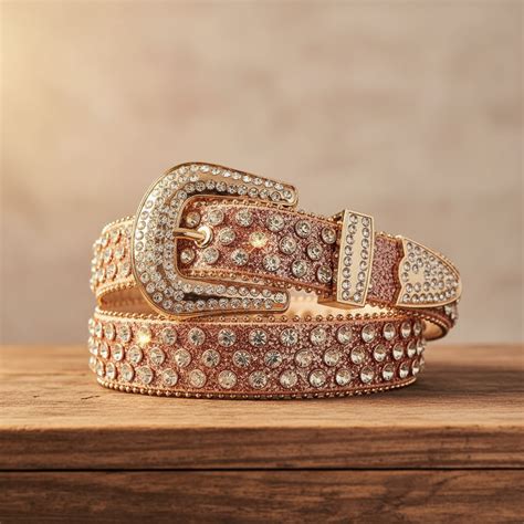 Diamond Rhinestones With Brown Glitter Strap Cowgirl Rhinestone Belt