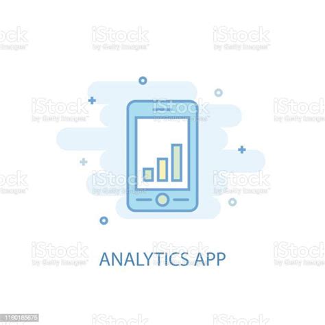 분석 앱 라인 트렌디 아이콘 간단한 선 컬러 일러스트 회계 세트에서 분석 응용 프로그램 기호 평면 디자인 Ui Ux에 사용할 수