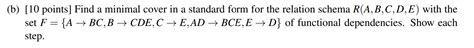 Solved B Points Find A Minimal Cover In A Standard Chegg Com
