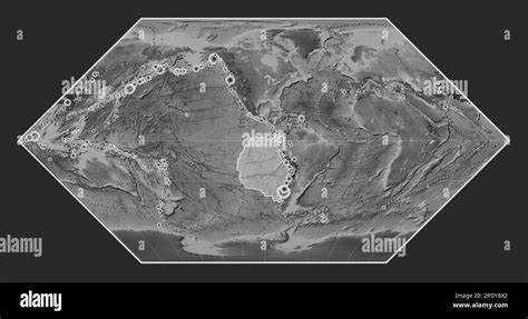 Nazca Tectonic Plate On The Grayscale Elevation Map In The Eckert I Projection Centered