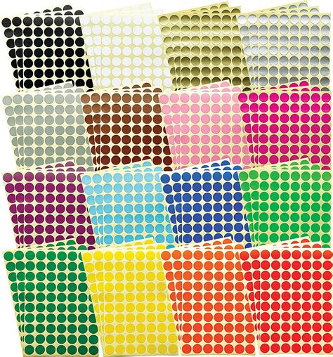 3360 PCS Color Coding Circle Dot Sticker Labels 3 4 19 Mm 16 Assorted Colors Removable
