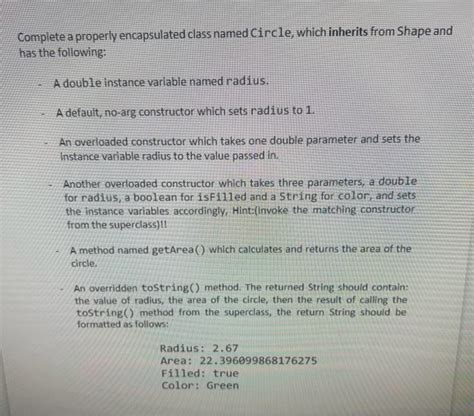 Solved Omplete A Properly Encapsulated Class Named Shape