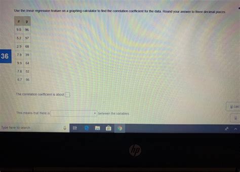 Solved Use The Linear Regression Feature On A Graphing