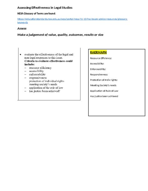 Assessing Effectiveness In Legal Studies Studocu