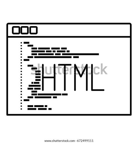 Monochrome Silhouette Programming Window Script Code Stock Vector