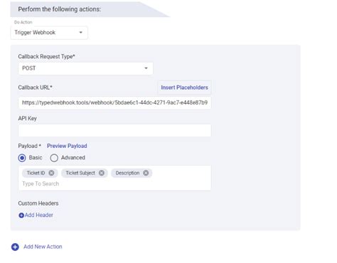 sending ticket data to third party tools using trigger webhook option