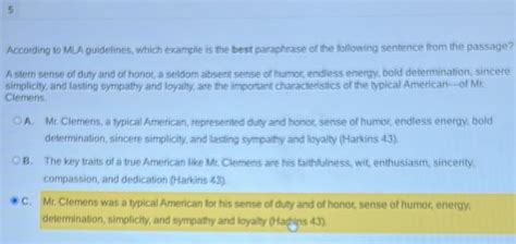 5 According To Mla Guidelines Which Example Is The Best Paraphrase Of