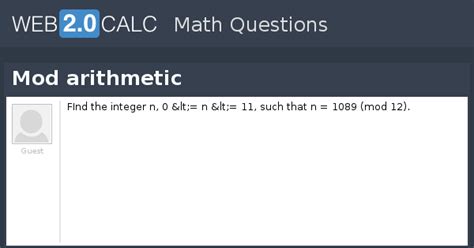 View Question Mod Arithmetic