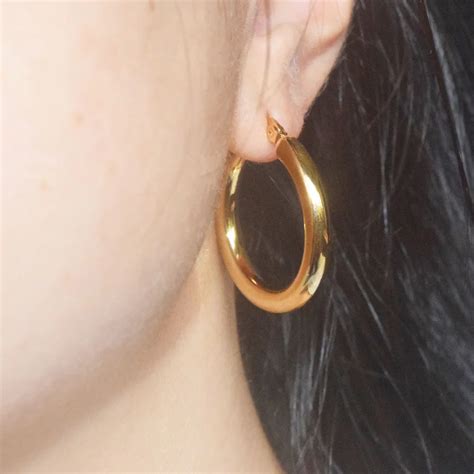 Blank 4mm Hoops Thick 18k Gold Plated Hollow Stainless Steel Hoop