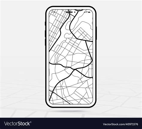 Map Gps Navigation Ux Ui Outlinesmartphone Vector Image