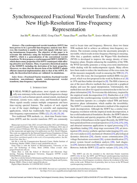 pdf synchrosqueezed fractional wavelet transform a new high
