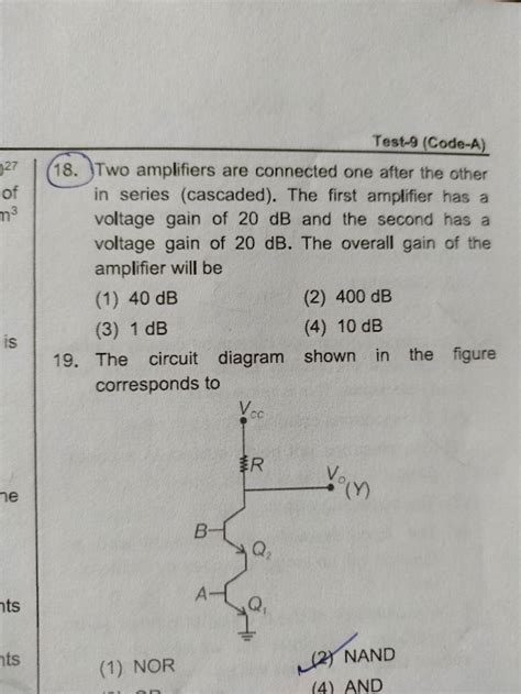 The Circuit Diagram Shown In The Figure Corresponds To Filo
