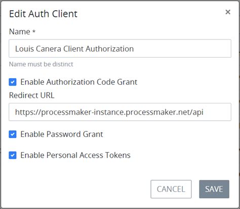 edit an authenticated client