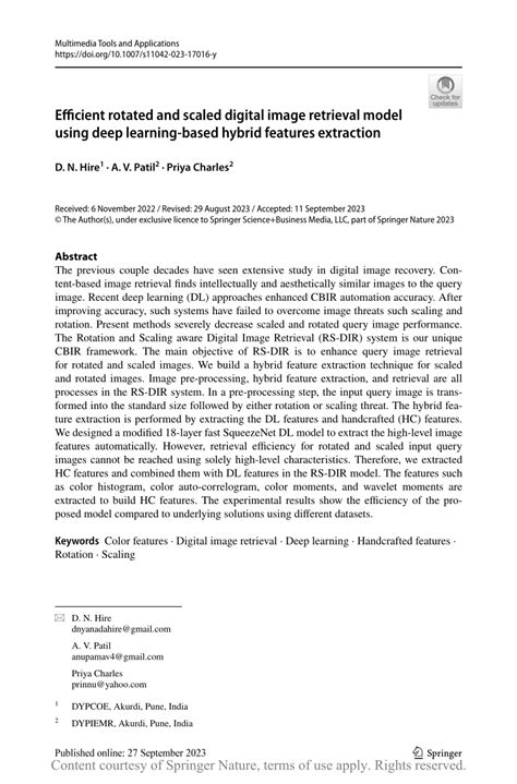 efficient rotated and scaled digital image retrieval model using deep
