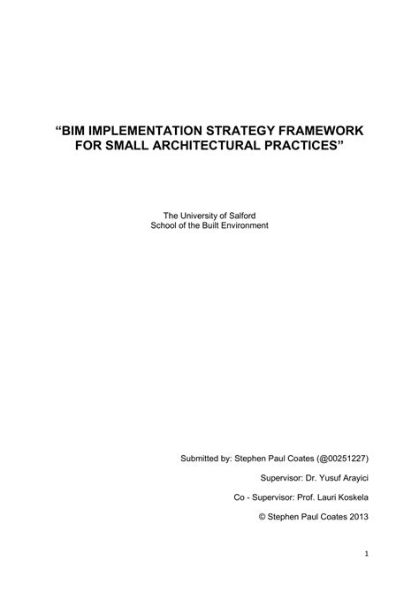 Pdf Bim Implementation Strategy Framework For Small Architectural